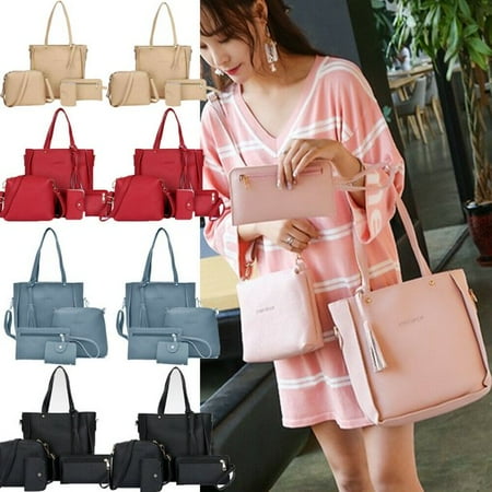 4PCS/Set Women Leather Handbag Shoulder Bags Tote Purse - Walmart.ca