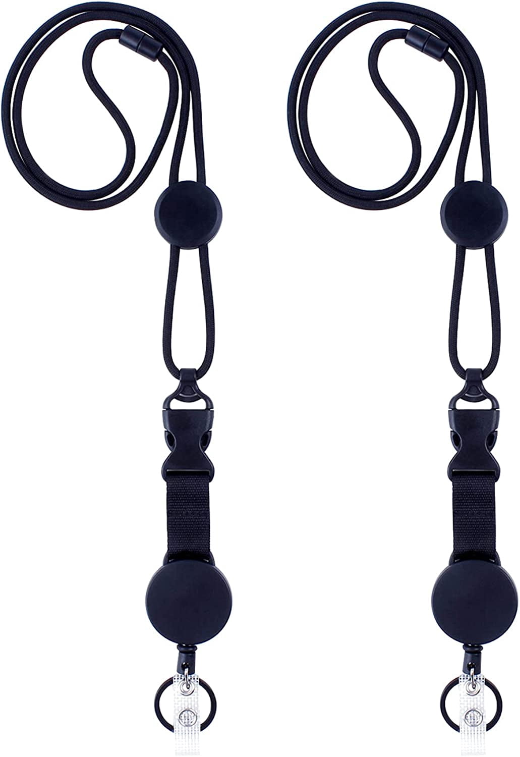 2 Pack Heavy Duty Round Cord Retractable Lanyard, Breakaway Neck Strap ...