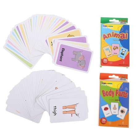 2 Sets Flash Cards Picture Word Cards Toddler Flash Cards Kids Learning ...
