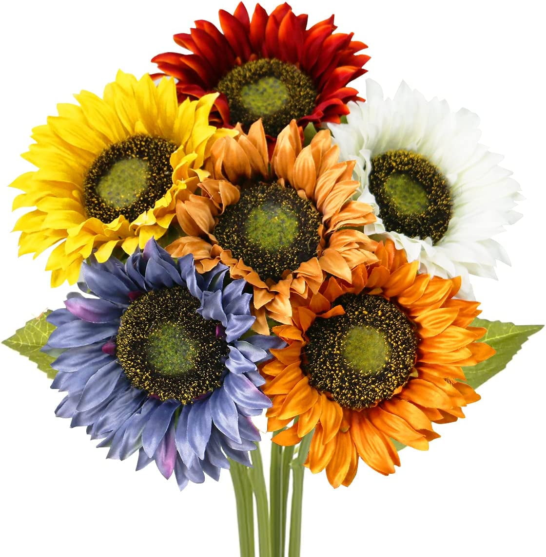 5PCS Artificial Sunflower Flowers Long Stem Silk Fake Sunflowers ...