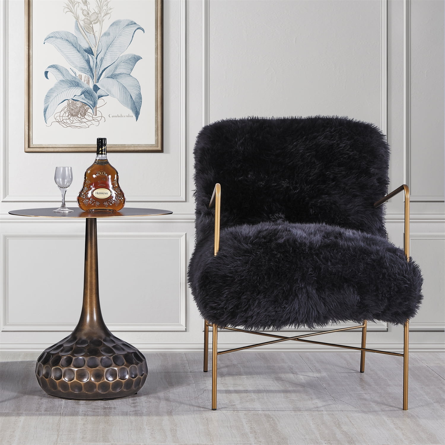 Fluffy Desk Chair, Soft Long Wool Sheepskin Leisure Chair Accent ...