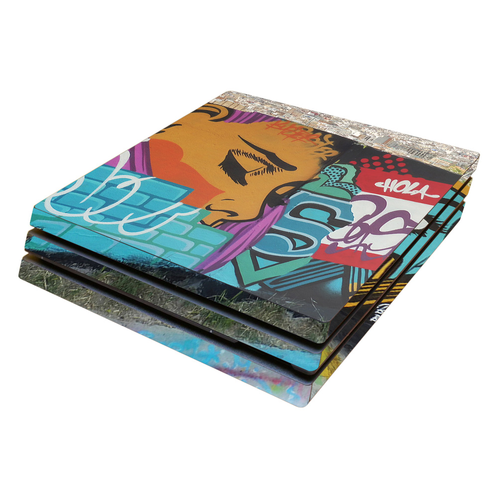 Skin Decal Wrap Compatible With Sony PS4 Pro Console Graffiti Skyline ...