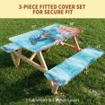 Blue Ocean Turtle Picnic Table Cover with Bench Covers Nautical ...