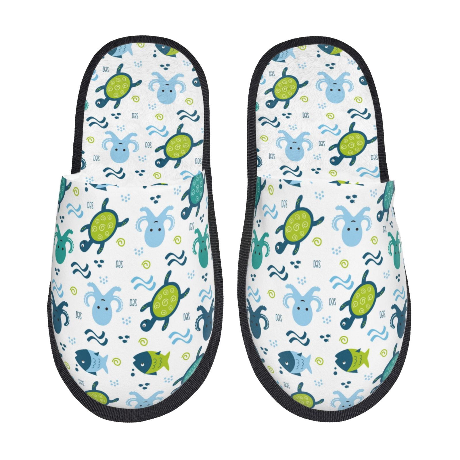 Fotbe Cartoon Sea Creatures Pantuflas Peludas para Mujer con Estampado ...
