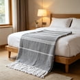 AuroraX Striped Quick Dry Beach Towel Lightweight Tassel Fringe Towel 8 ...