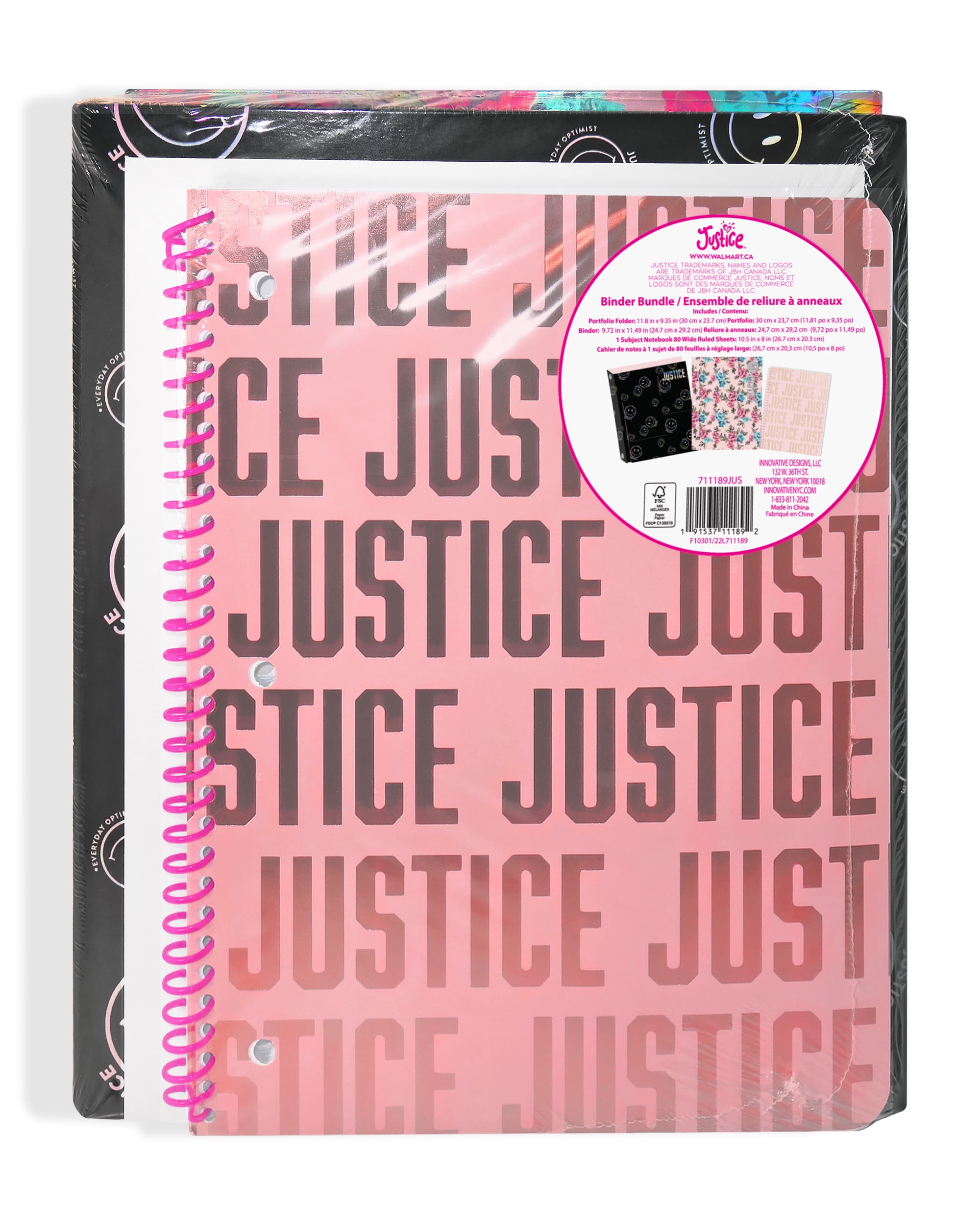 Justice Binder Bundle, 1" Binder, Notebook, Paper Pocket Folder ...