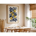 Affixzi Lemon Branch Print, Mediterranean Kitchen Wall Art, Blue Yellow ...
