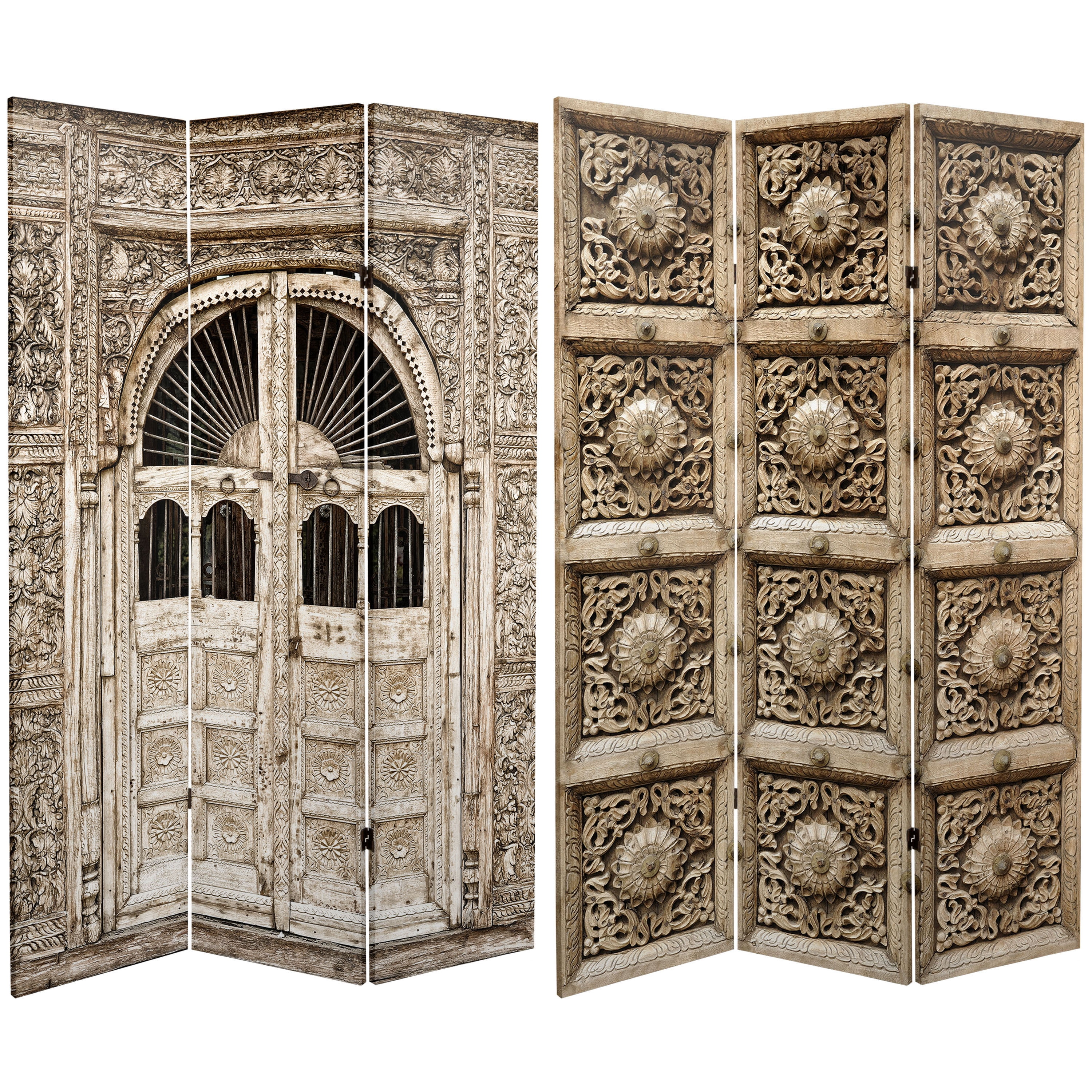 Oriental Furniture 6 ft. Tall Stone Doorway Canvas Room Divider - 3 ...