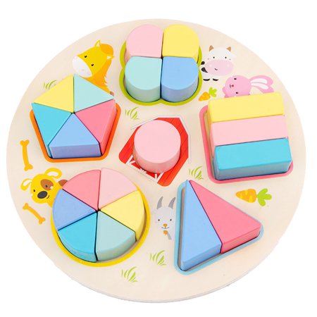 Wooden Shape Puzzle Triangle Rectangle Shape Sorter Toy Early ...