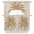 Brown Palm Tree Swag Curtains Valance and Tier Set, Country Linen ...