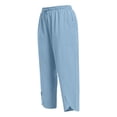 BaoFuBaoMei Linen Pants Women Plus Size Drawstring Elastic Waist ...