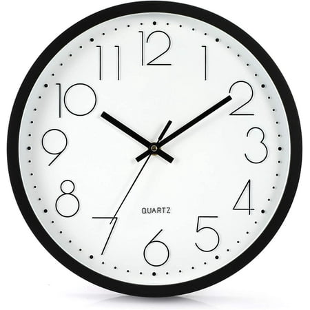 Silent Silent Quartz Analog Wall Clock - 30cm - No Ticking - Black ...