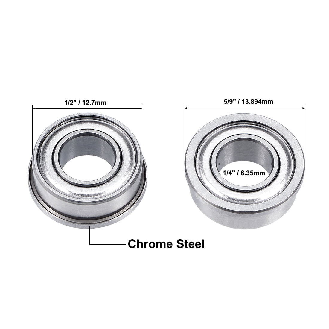 FR188ZZ Flange Ball Bearing 1/4"x1/2"x3/16" Double Shielded GCr15 ...