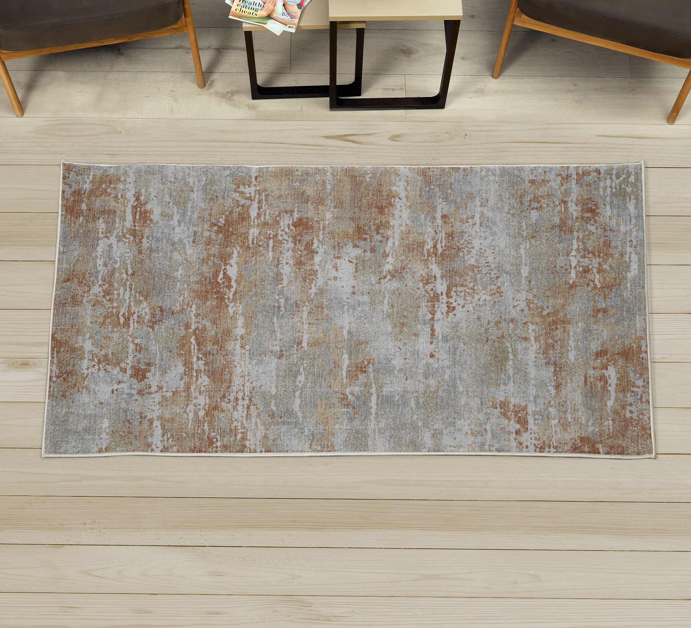 Modern Decorative Rug, Contemporary Themed Design Grunge Tones of ...