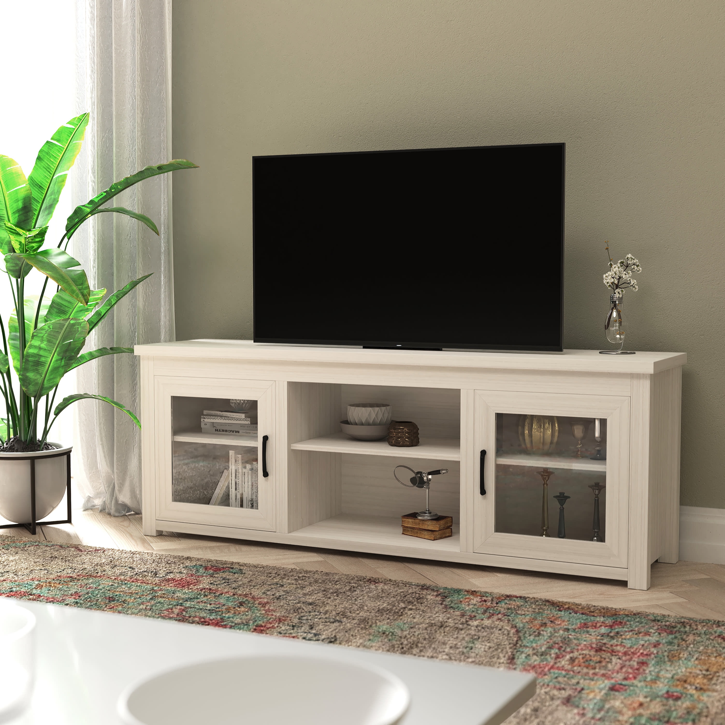 Masada Rugs Classic TV Stand for up to 80" TVs- Engineered Wood Media ...