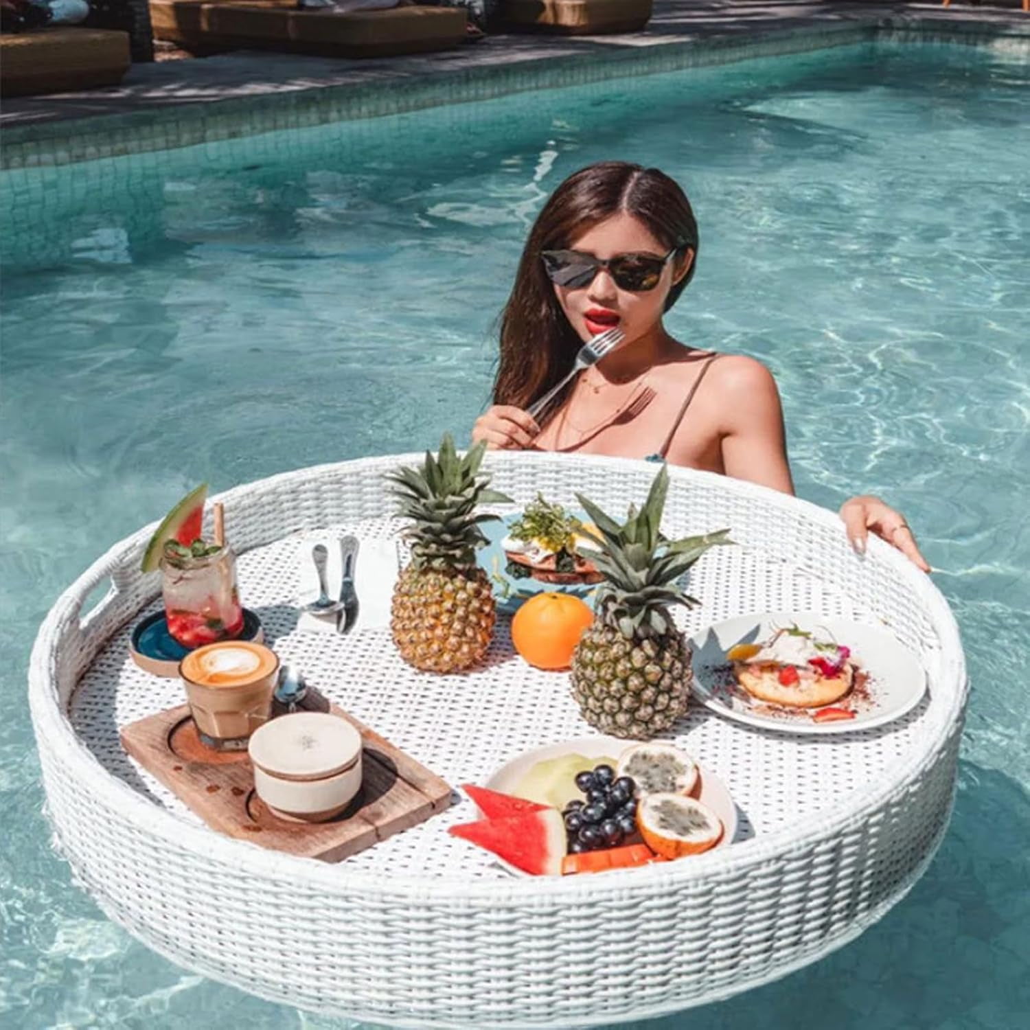 Floating Tray for Pool - Round Pool Tray for Serving Drinks & Food, Ideal for Adults, Spas, Pool ...