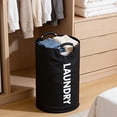 Black Laundry Bag With Handles 28 Inch Tall Collapsible Clothes Hamper ...