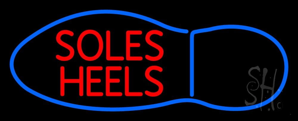 Soles Heels LED Neon Sign 10 x 24 - inches, Black Square Cut Acrylic ...