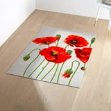 CafePress - Painted Red Poppies Area Rug - 3'x5' Decorative Area Rug ...
