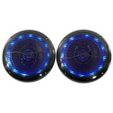 Rockville RMC65LB 6.5" 600w 2-Way Black Marine Speakers w/Multi Color ...