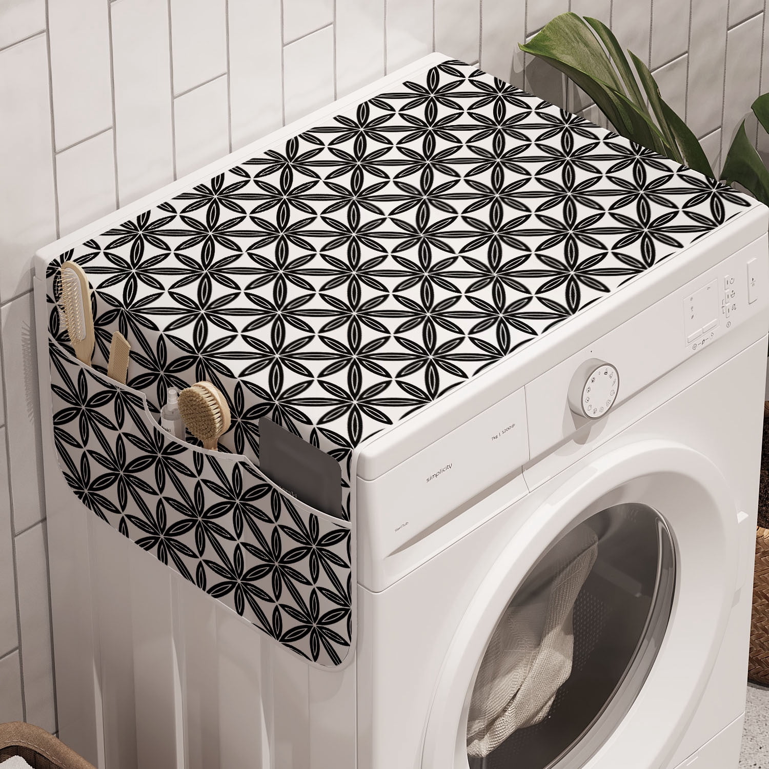 Vintage Washing Machine Organizer, Continuous Connected Flowers Design ...