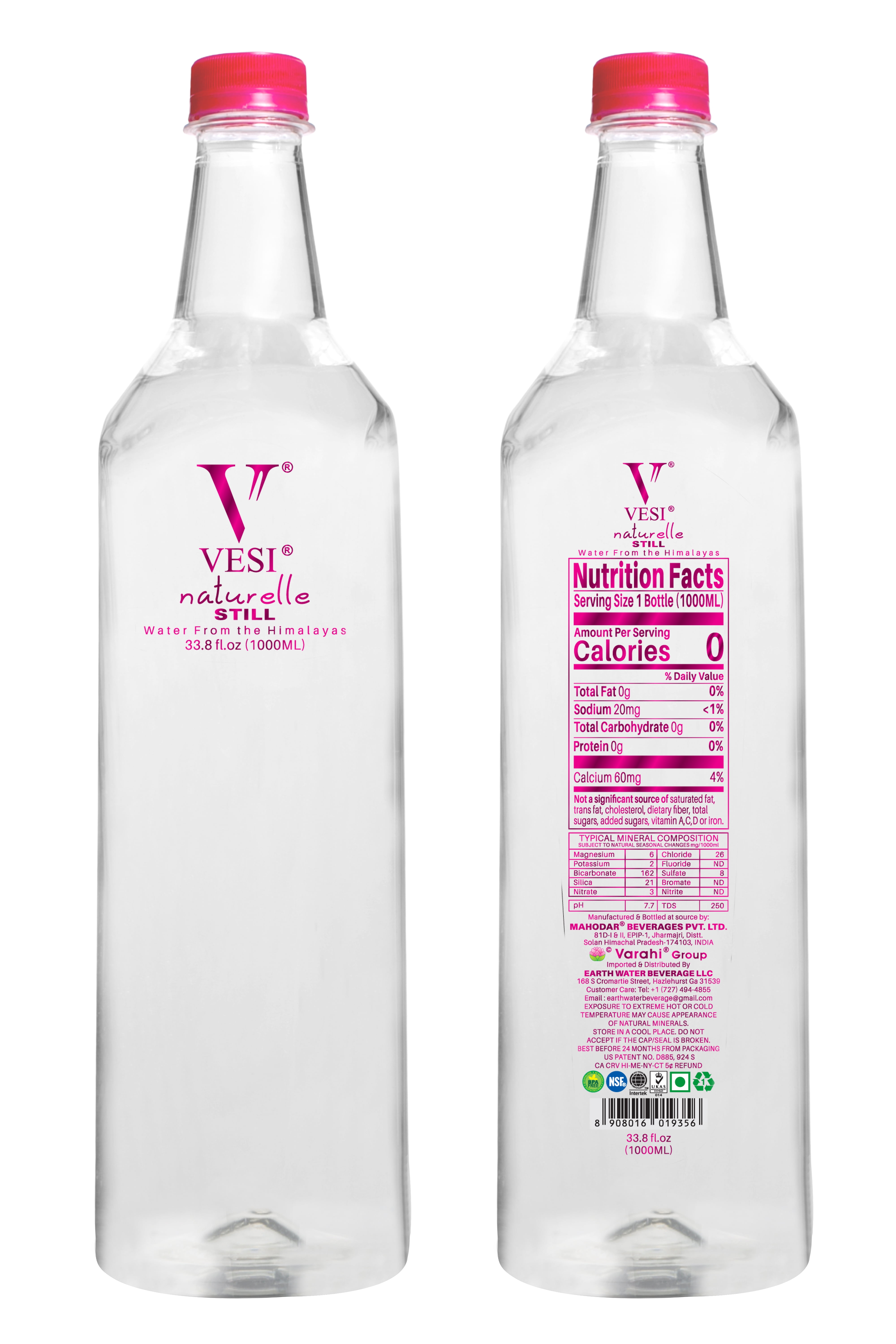 Vesi Natural Mineral Water From The Himalayas | 1 Liter Bottle (12 Pack ...