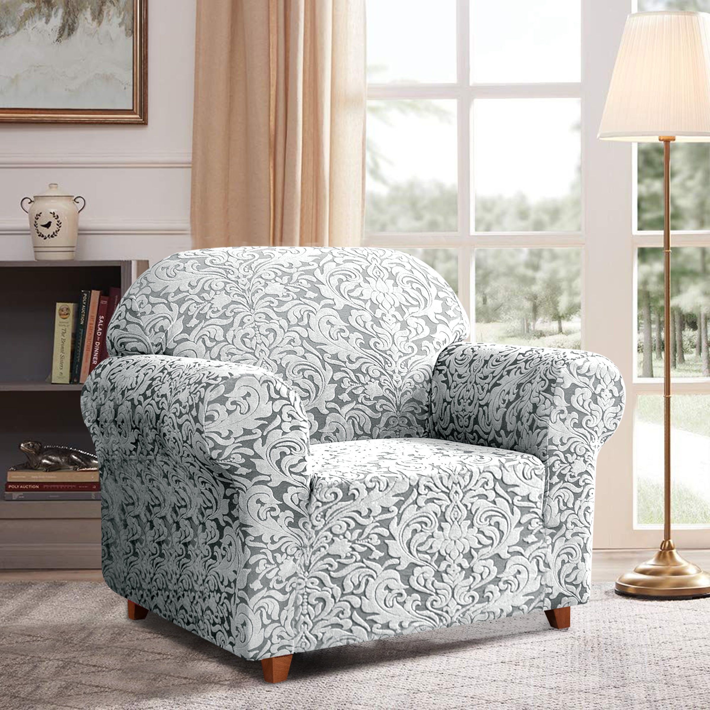 Subrtex 1-Piece Sofa Slipcover Jacquard Damask Couch Cover (Chair ...