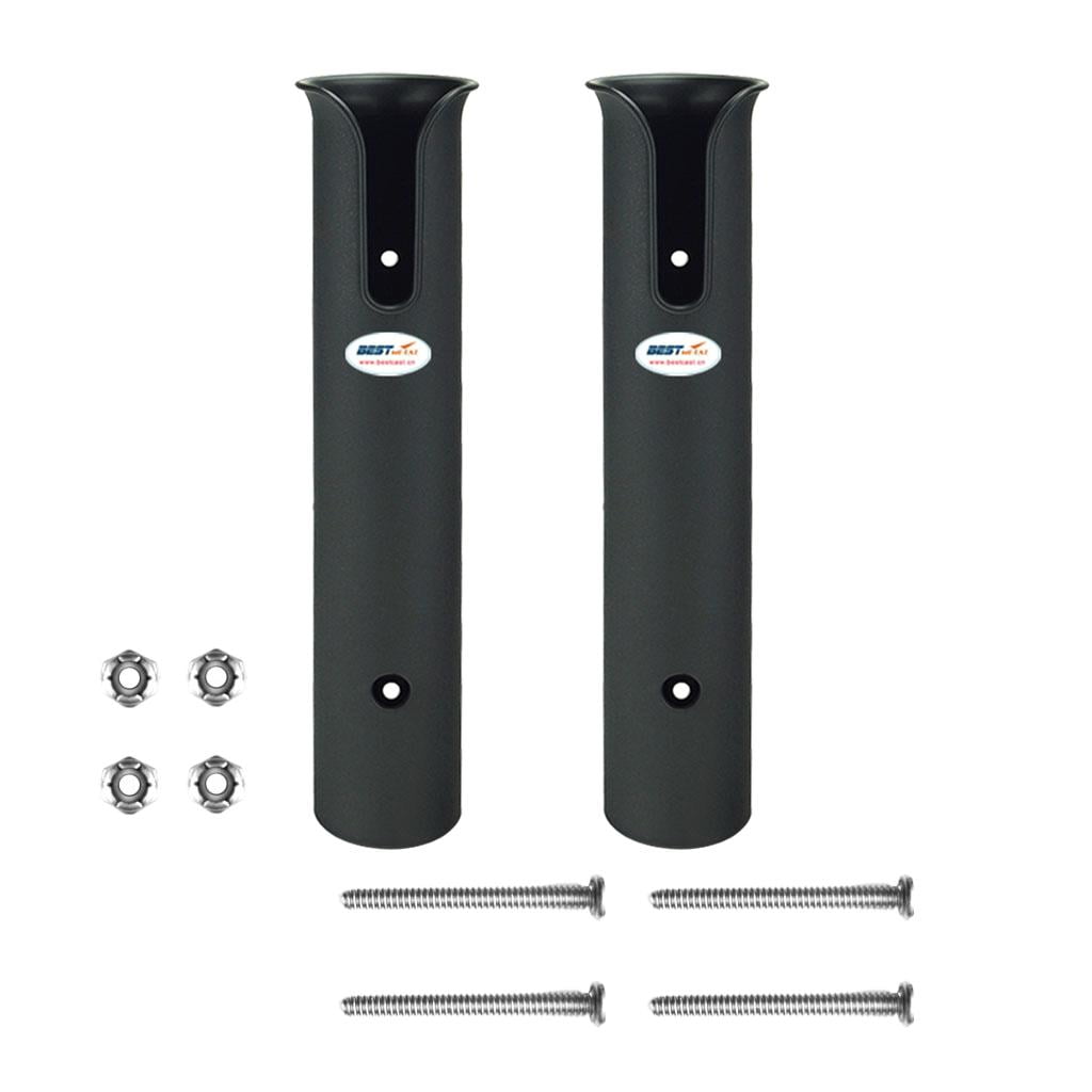 2 Pole Fishing Rod Holder Tube, Black, with Screws for Boat, Kayak ...