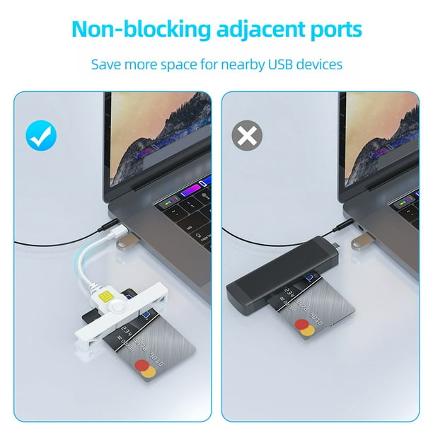 USB2.0/Type-C Smart Card Reader Foldable CAC Reader for Windows/Mac OS/Android | Bodega Aurrera ...