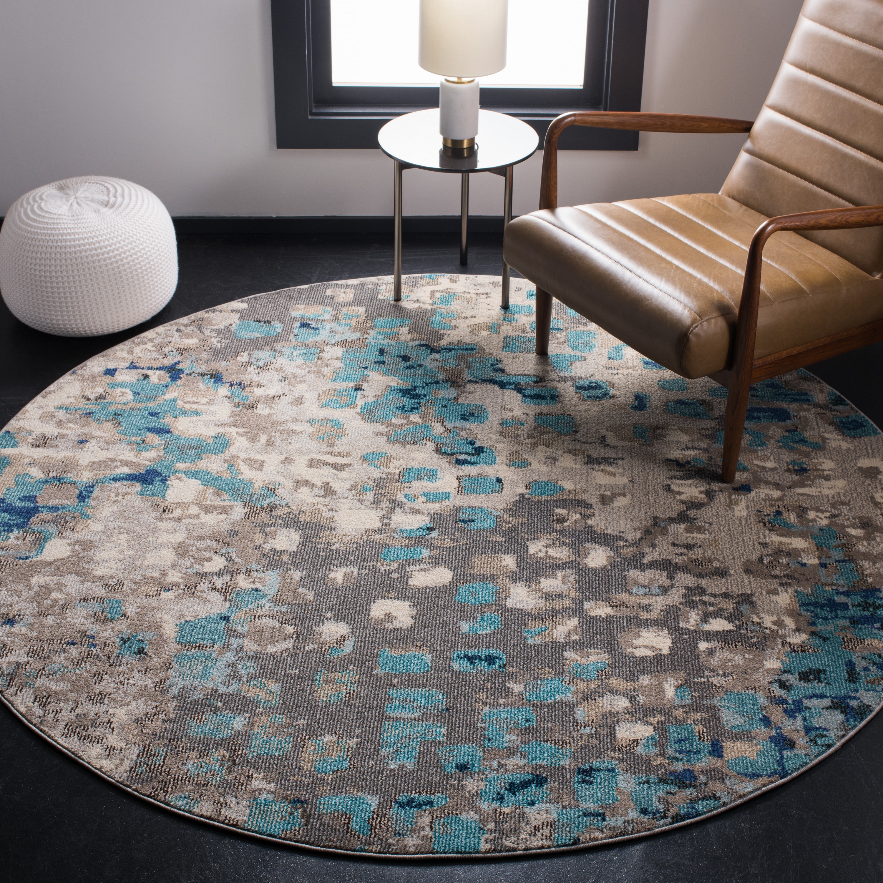 SAFAVIEH Madison Candelario Abstract Polka Dots Area Rug, Grey/Blue, 11 ...