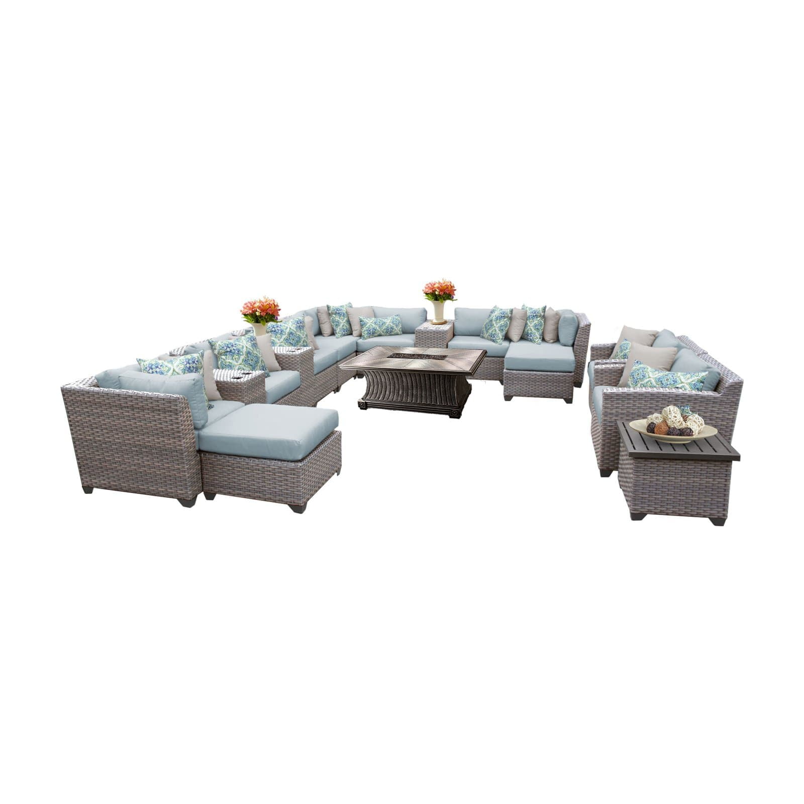 TK Classics Florence Wicker Patio Set with Arlo Fire Pit Table ...