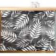 Black Fronds Cabinet Curtain, Black Slate Leaf Plant Canvas Weave ...