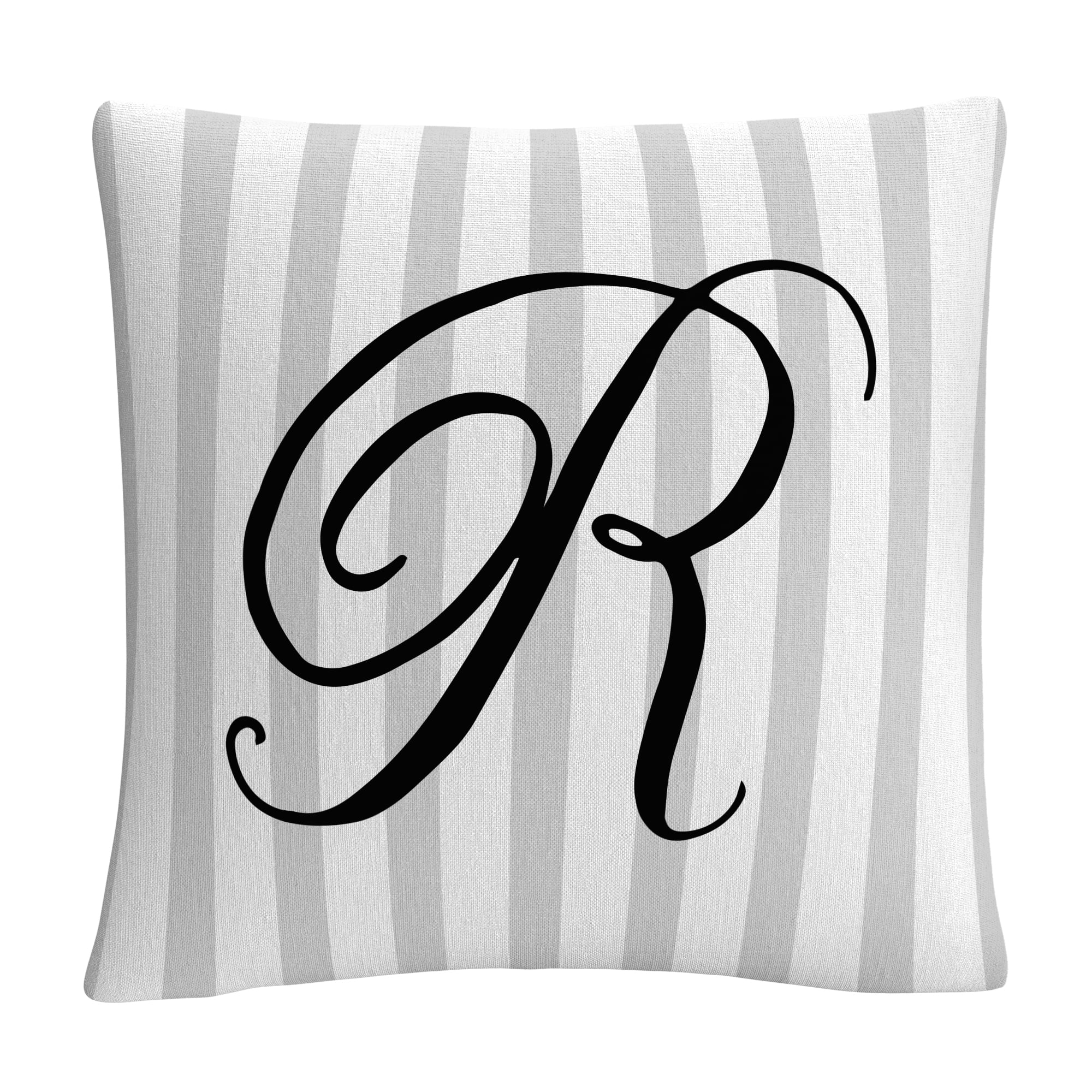 Gray Striped Ornate Letter Script R By Abc 16 X 16 Decorative Throw ...