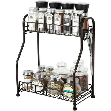 3 Tier Metal Kitchen Spice Rack Countertop Standing Corner Shelf- Black ...