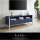 Posh Living Omer Faux Shagreen TV Stand/Cabinet Navy/Chrome - Walmart.com
