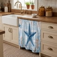 Blue Starfish Cabinet Curtain, Nautical Coastal Shell Bubble Wood ...