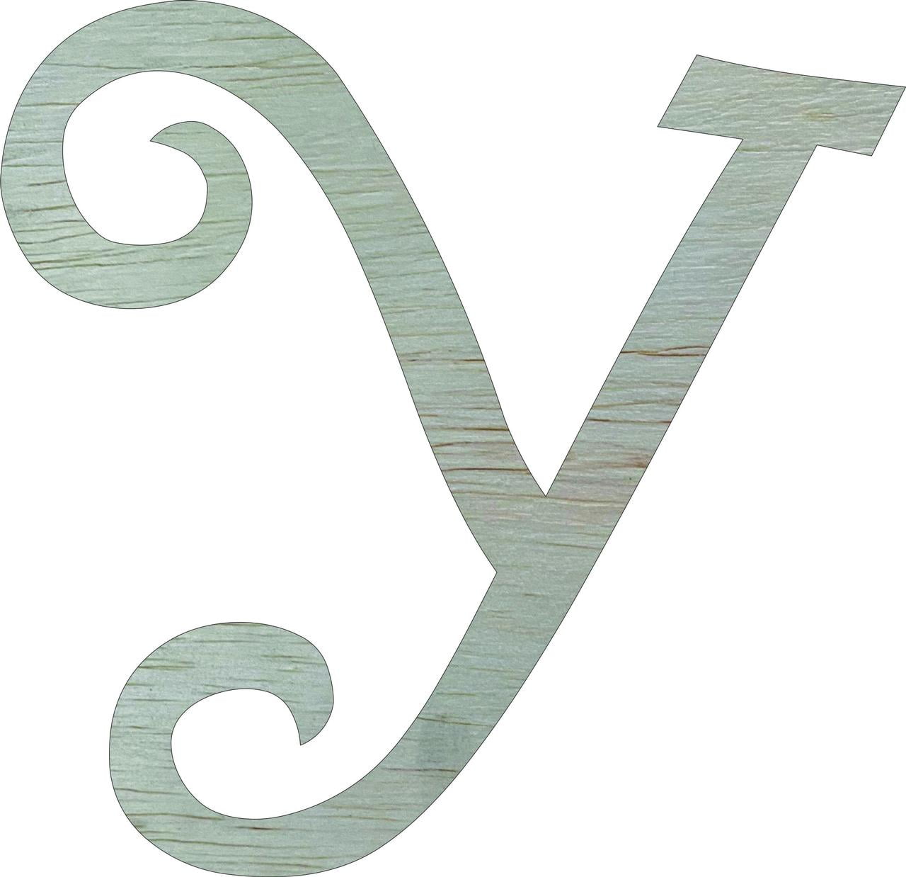 Unfinished Wood 16'' Curlz Letter Y, Wooden Craft, Paintable Wall ...
