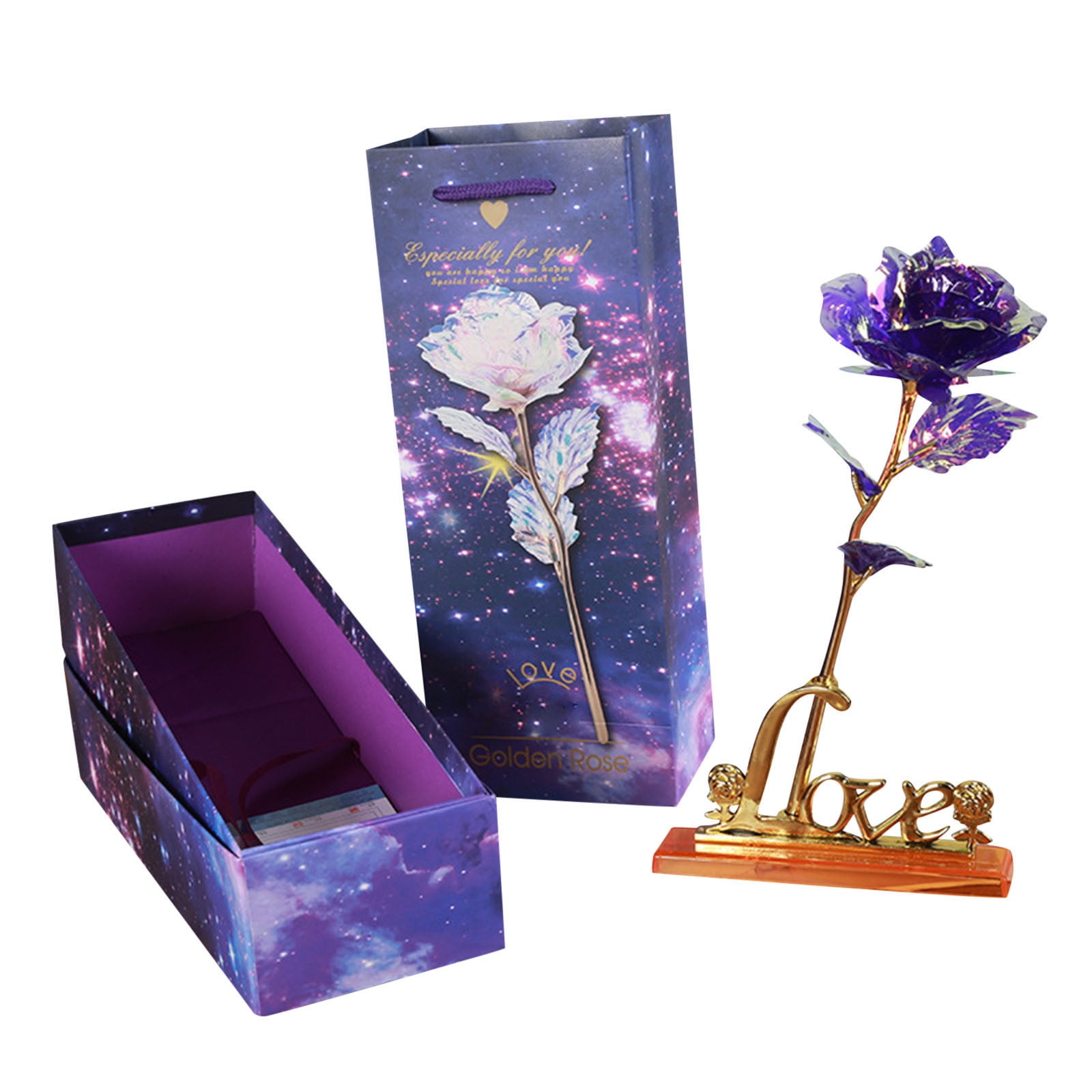 mnjin colorful golden artificial rose flower infinity gift valentine's ...