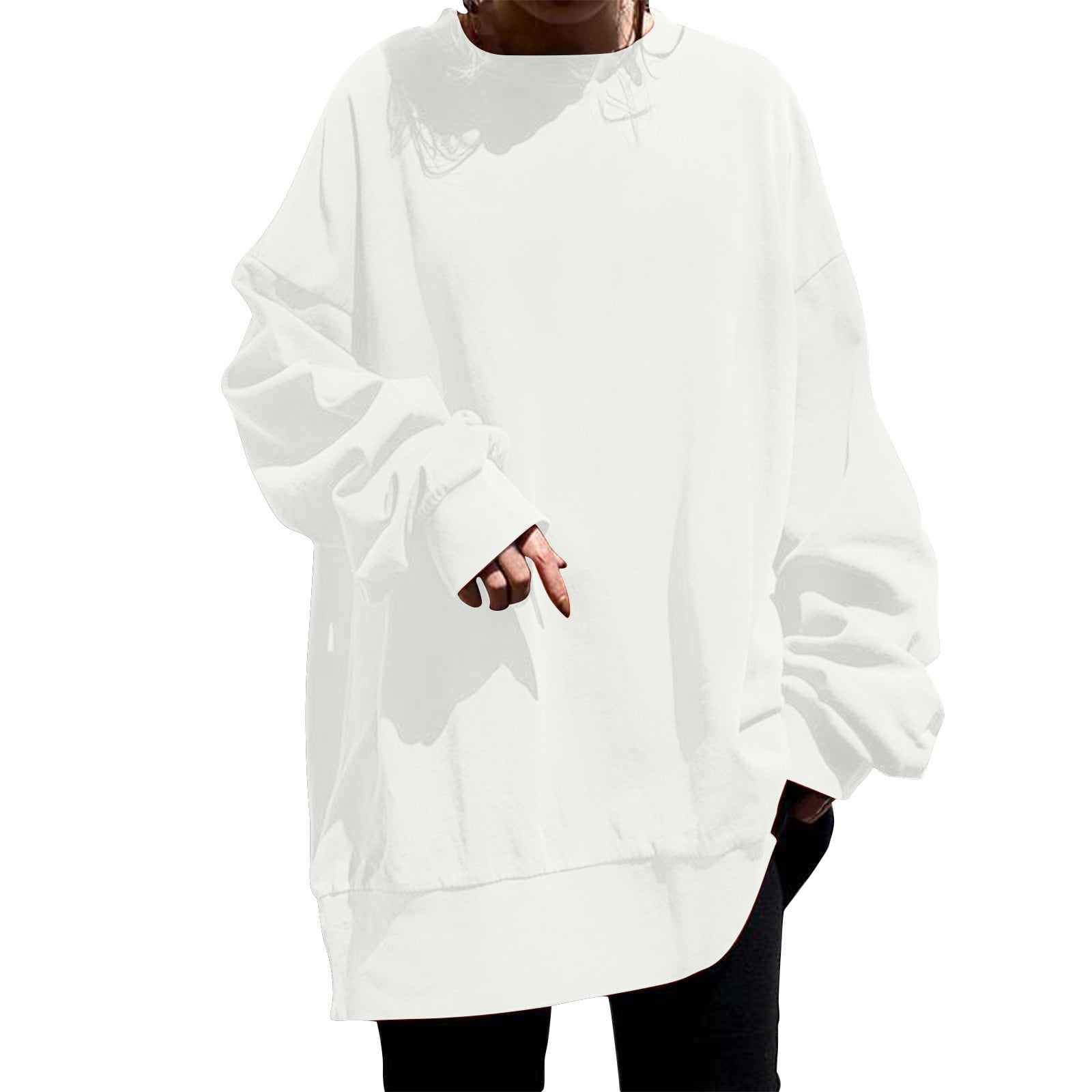 Timegard Sweatshirts For Women Plus Size Crewneck Pullover Drop Shoulder Long Sleeve Oversizedtops