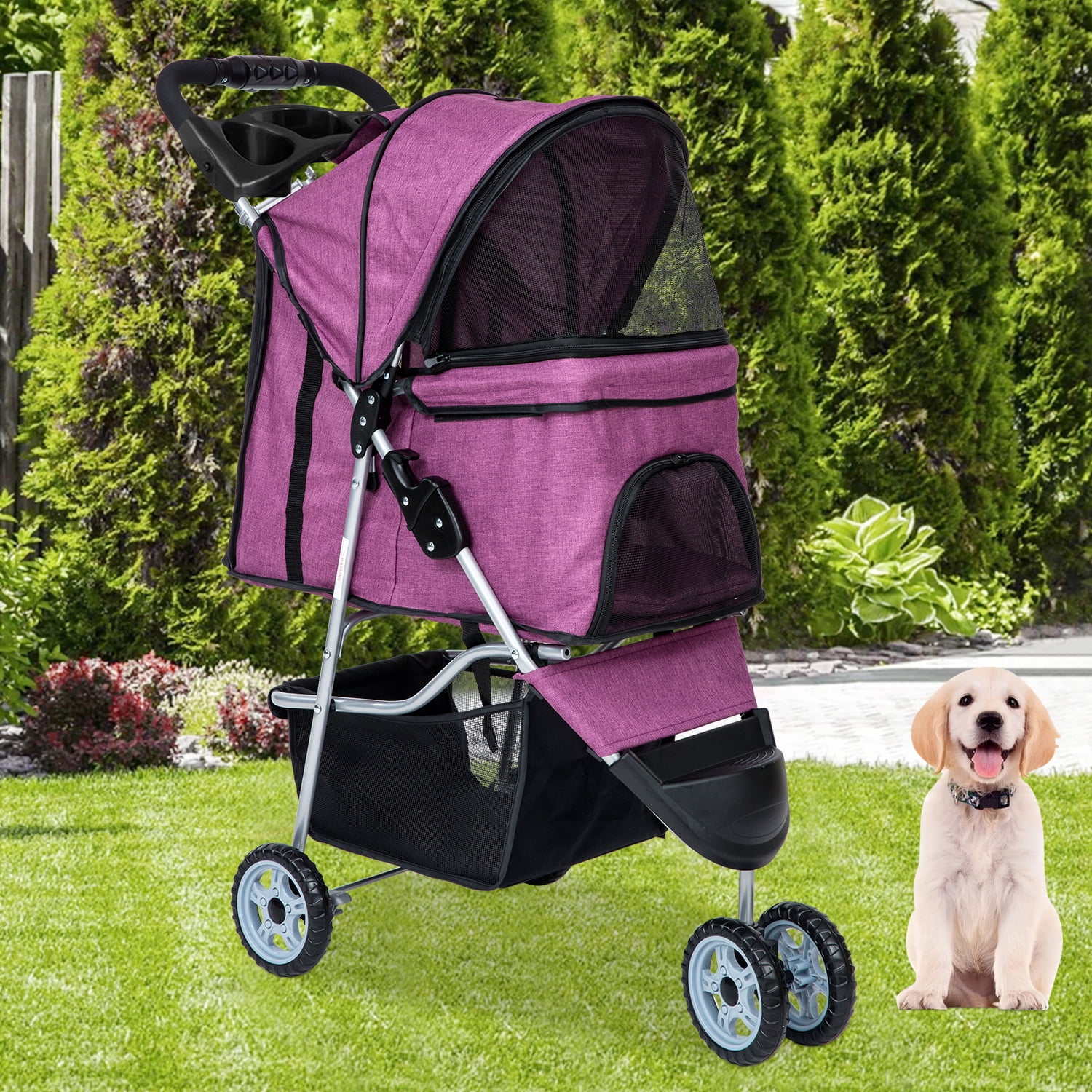 Click here for Niamvelo 3 Wheels Pet Stroller Folding Dog Strolle... prices