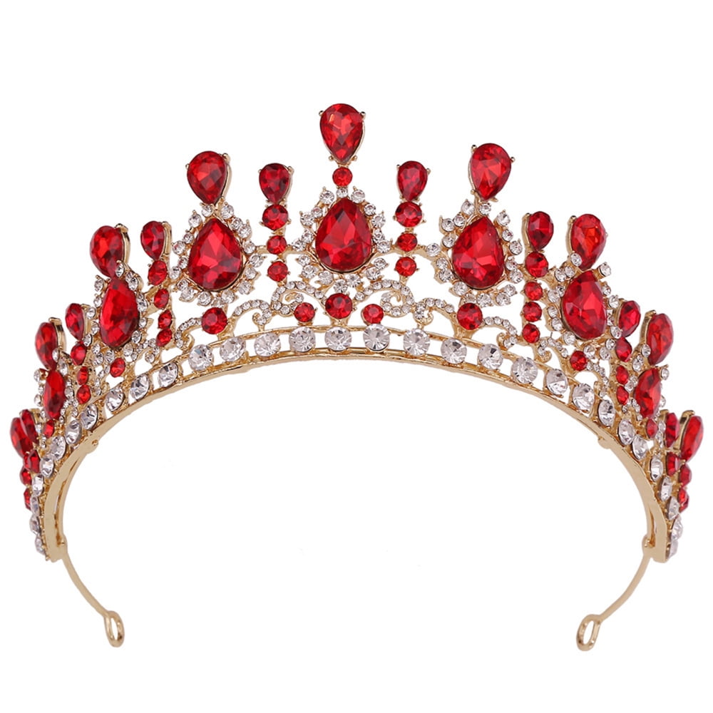 Casual Shiny Crown Tiaras with Water Drop Rhinestone Metal Headdress ...