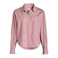 Free Assembly Women’s Cotton Cropped Button Down Shirt with Long ...