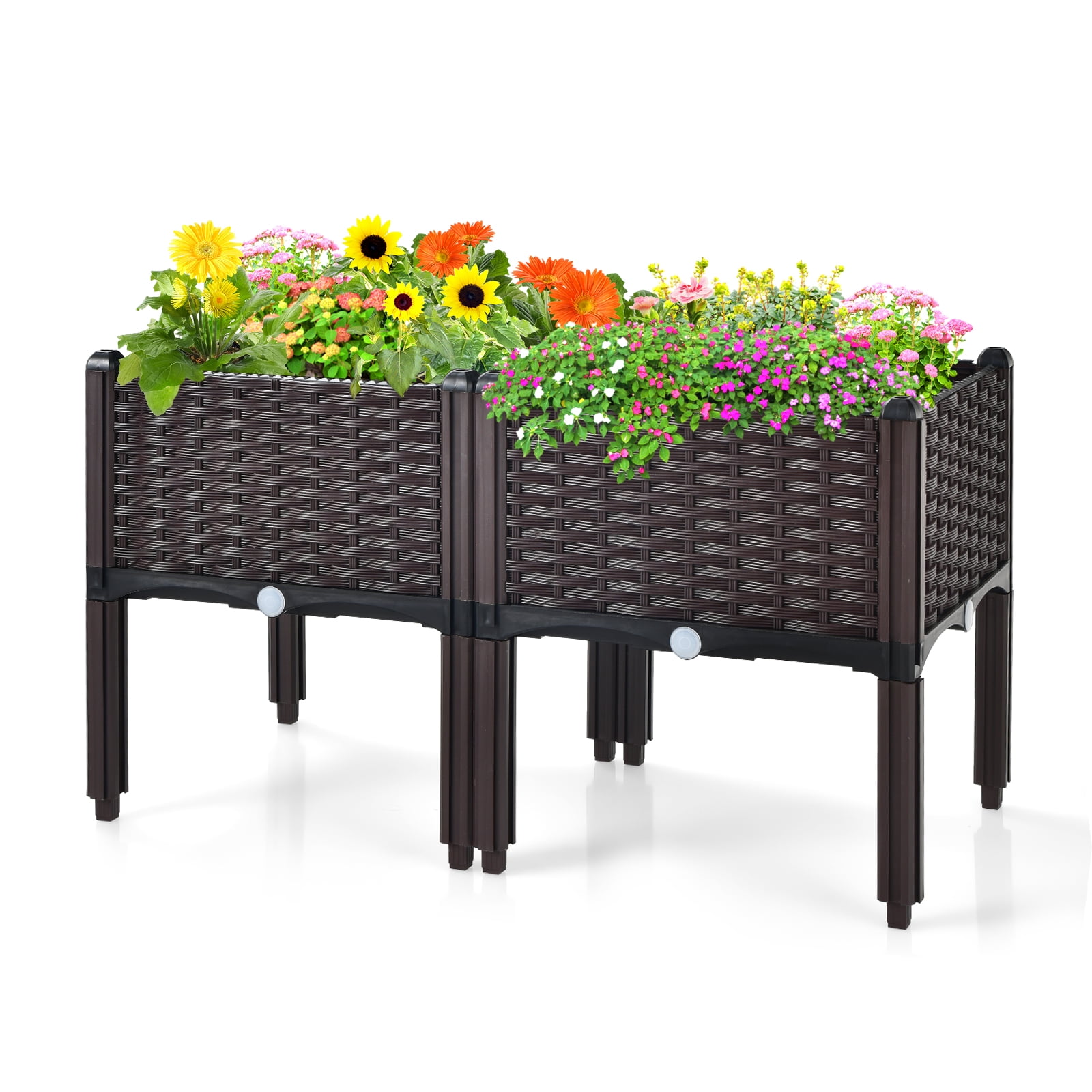 Topbuy Outdoor 2 Set Planter Vertical Elevated Raised Garden Bed ...