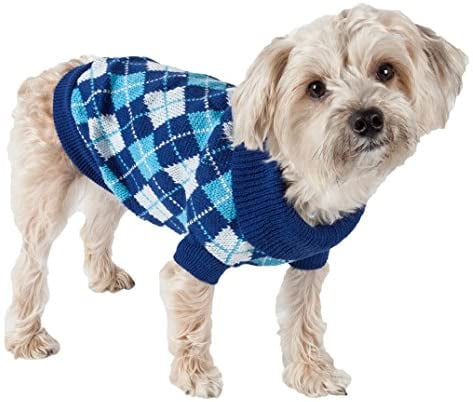 Pet Life Suéter de punto con canalé para perros, pequeño, negro y azul ...