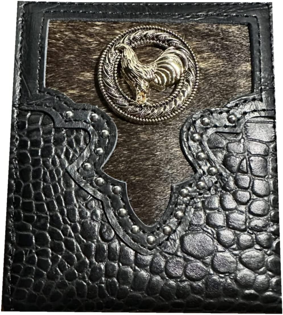 Western Genuine Woven Leather Cowhide Mens Bifold Short Wallet in Multi ...