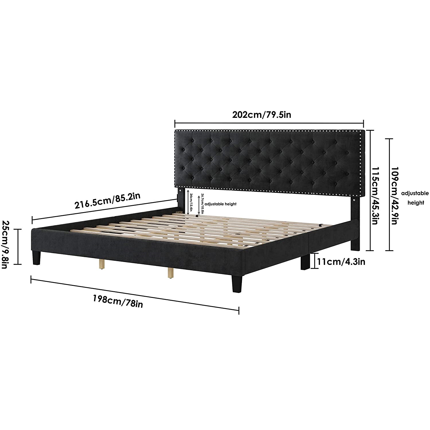 Buy Homfa King Size Bed With Headboard Modern Upholstered Platform Bed