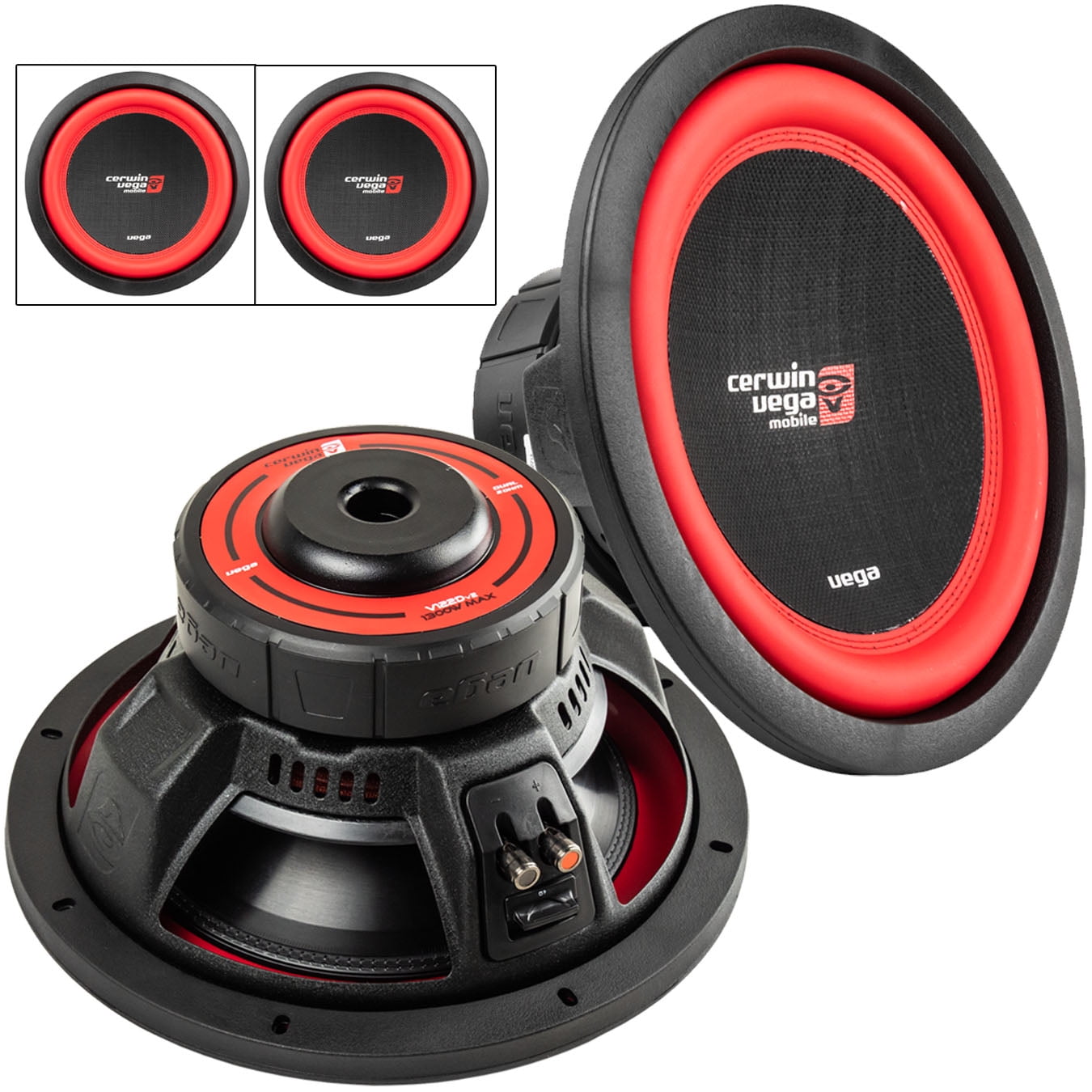 2 Pack 12" Dual 2 Ohm Subwoofer 1300 Watts Car Audio Sub DVC Cerwin ...