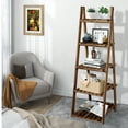 Fionafurn A-Shaped 5-Tier Wooden Bookcase, Modern Decor Ladder Shelf ...
