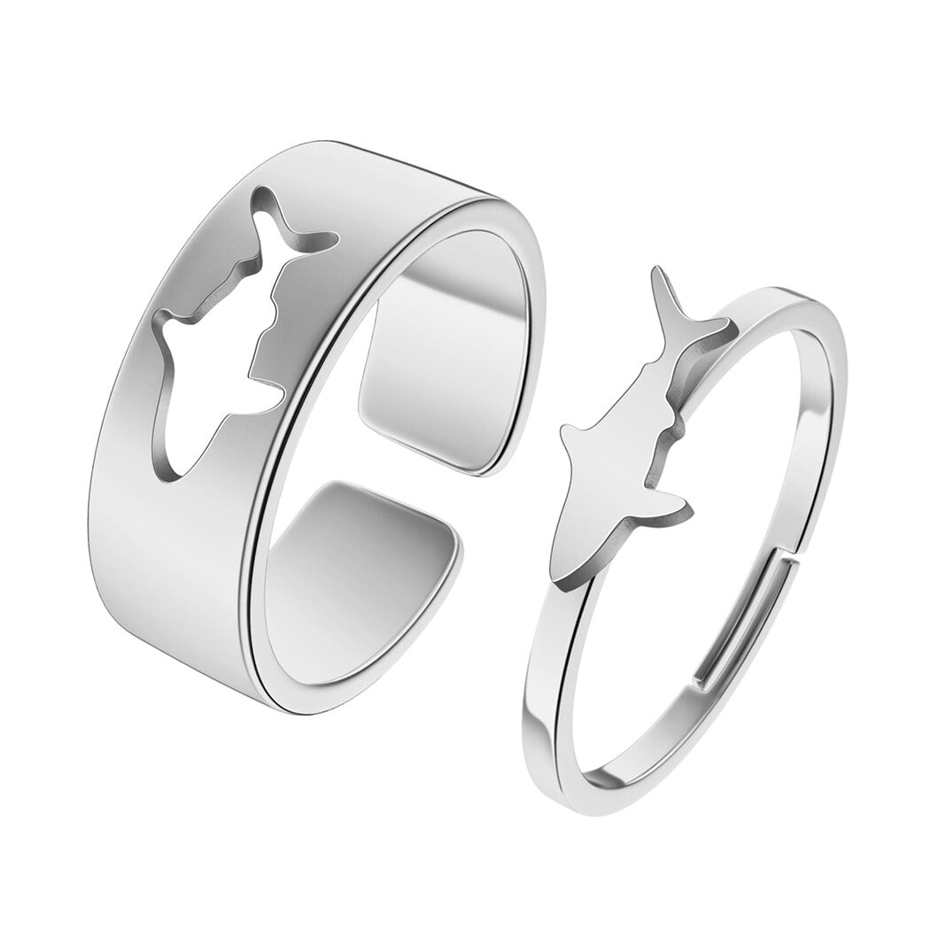 2pcs Shark Couple Set Promise Ring Alternative Engagement Wedding ...