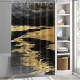 Abstract Landscape Shower Curtains for Bathroom, Black Mountains Gold ...
